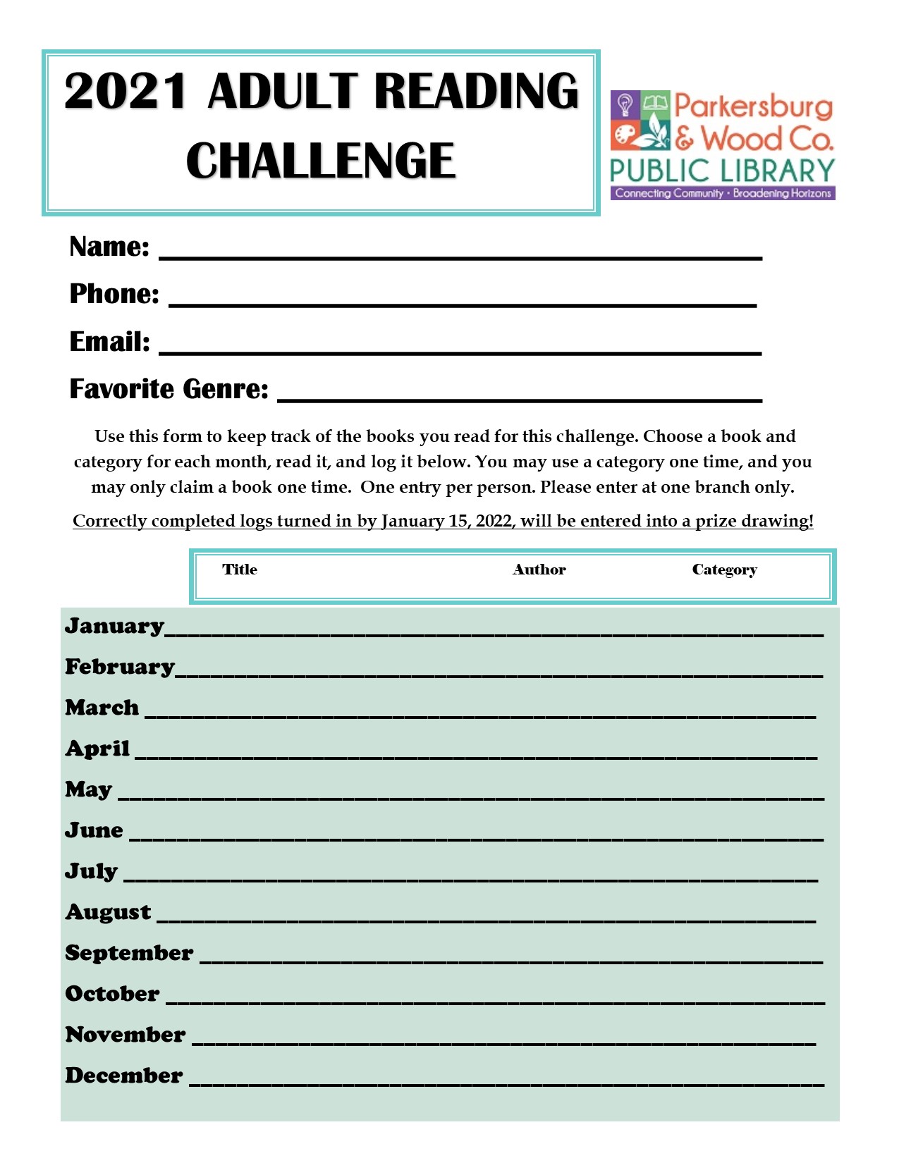 2021 READING CHALLENGE WC & WL2 – Parkersburg & Wood County Public Library