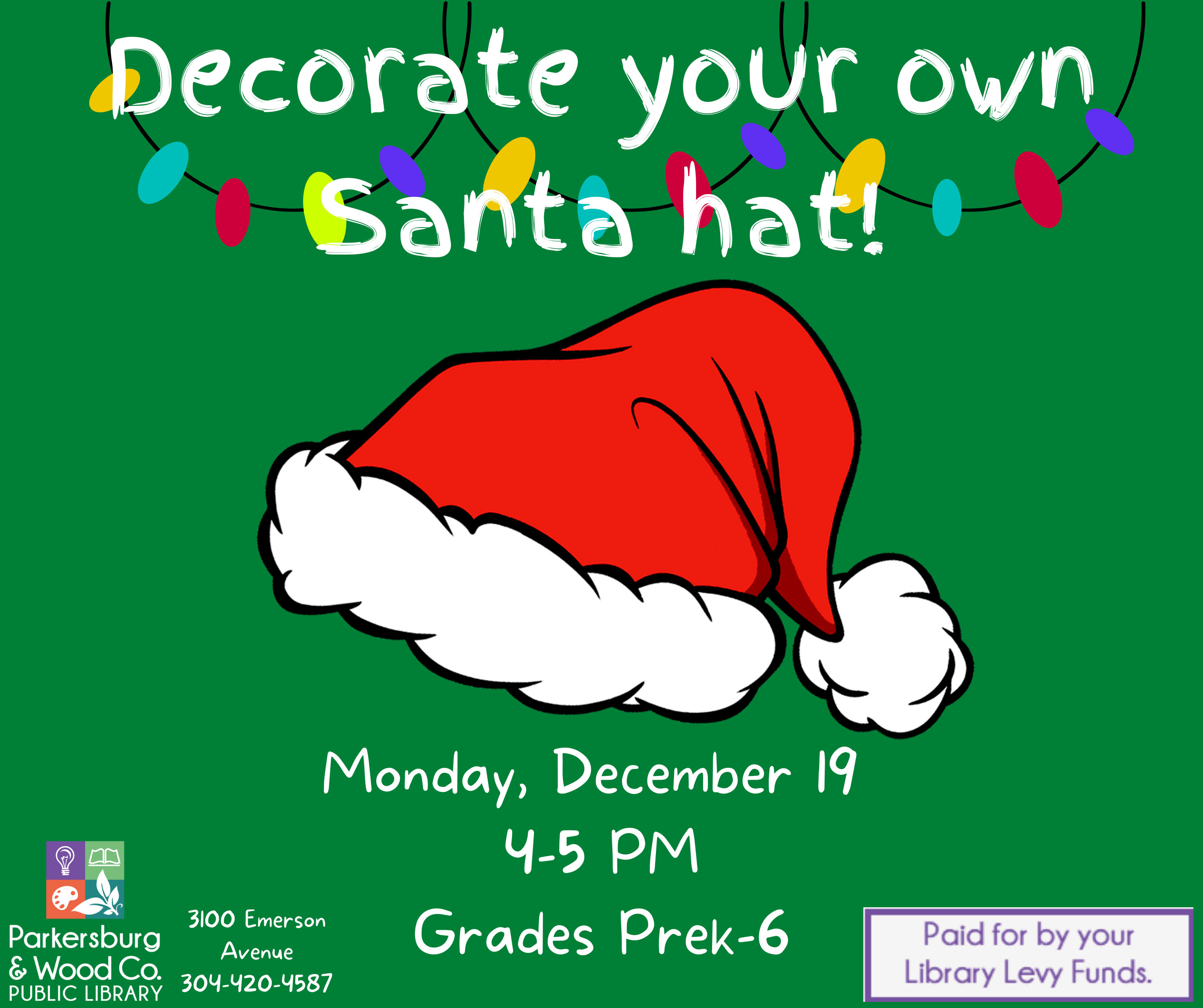 Decorate Santa Hat Emerson December – Parkersburg & Wood County Public ...