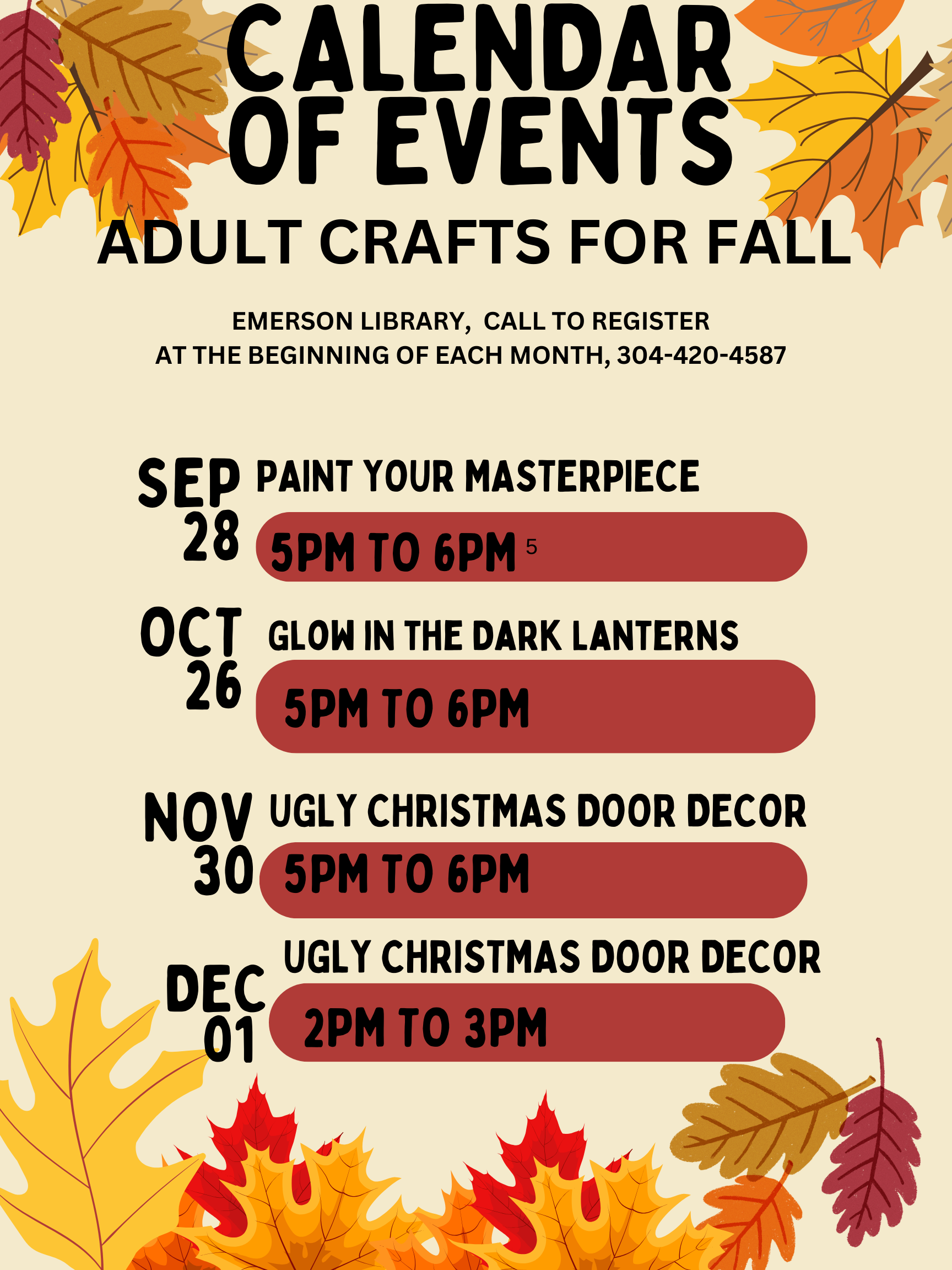 Fall Adult Crafts Emerson – Parkersburg & Wood County Public Library