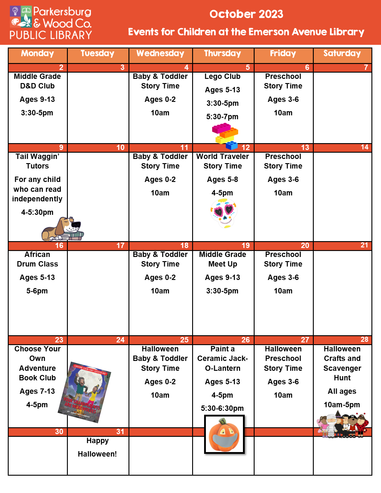 October Emerson Childrens Calendar – Parkersburg & Wood County Public ...