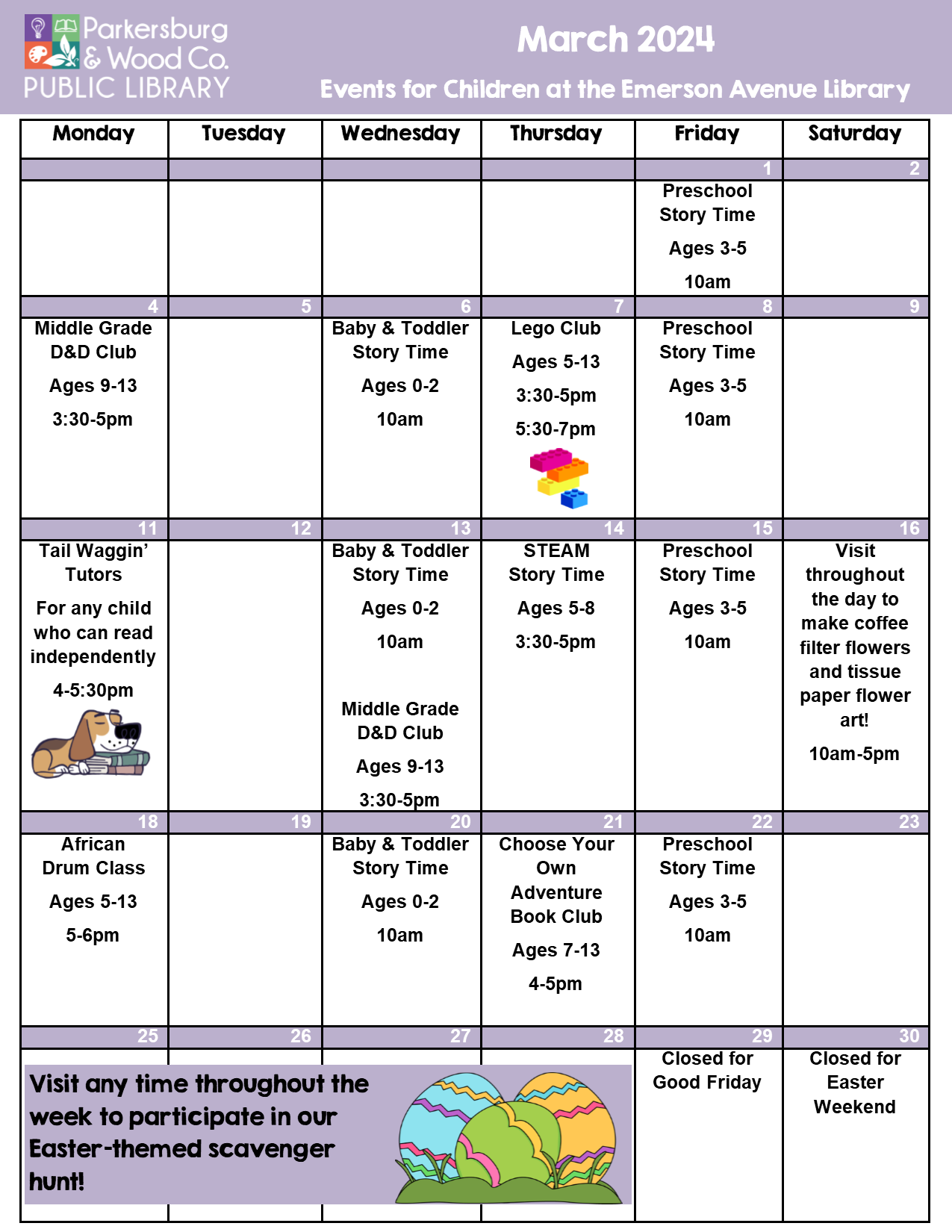 Events by Location – Parkersburg & Wood County Public Library